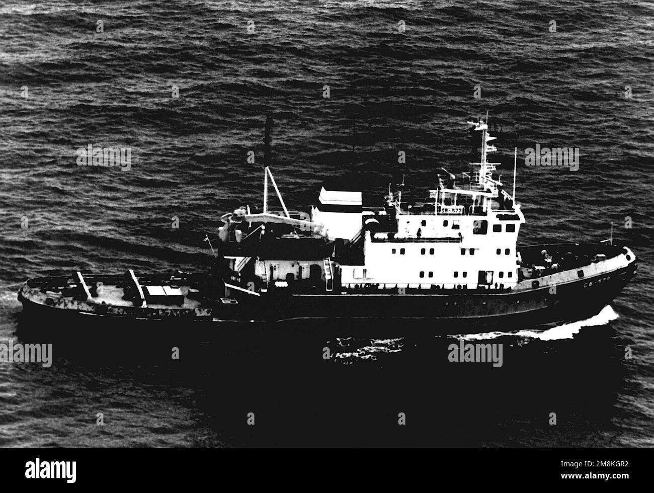 Aerial starboard side view of the Russian Navy Pacific Fleet Goryn Class rescue tug SB-577 ...