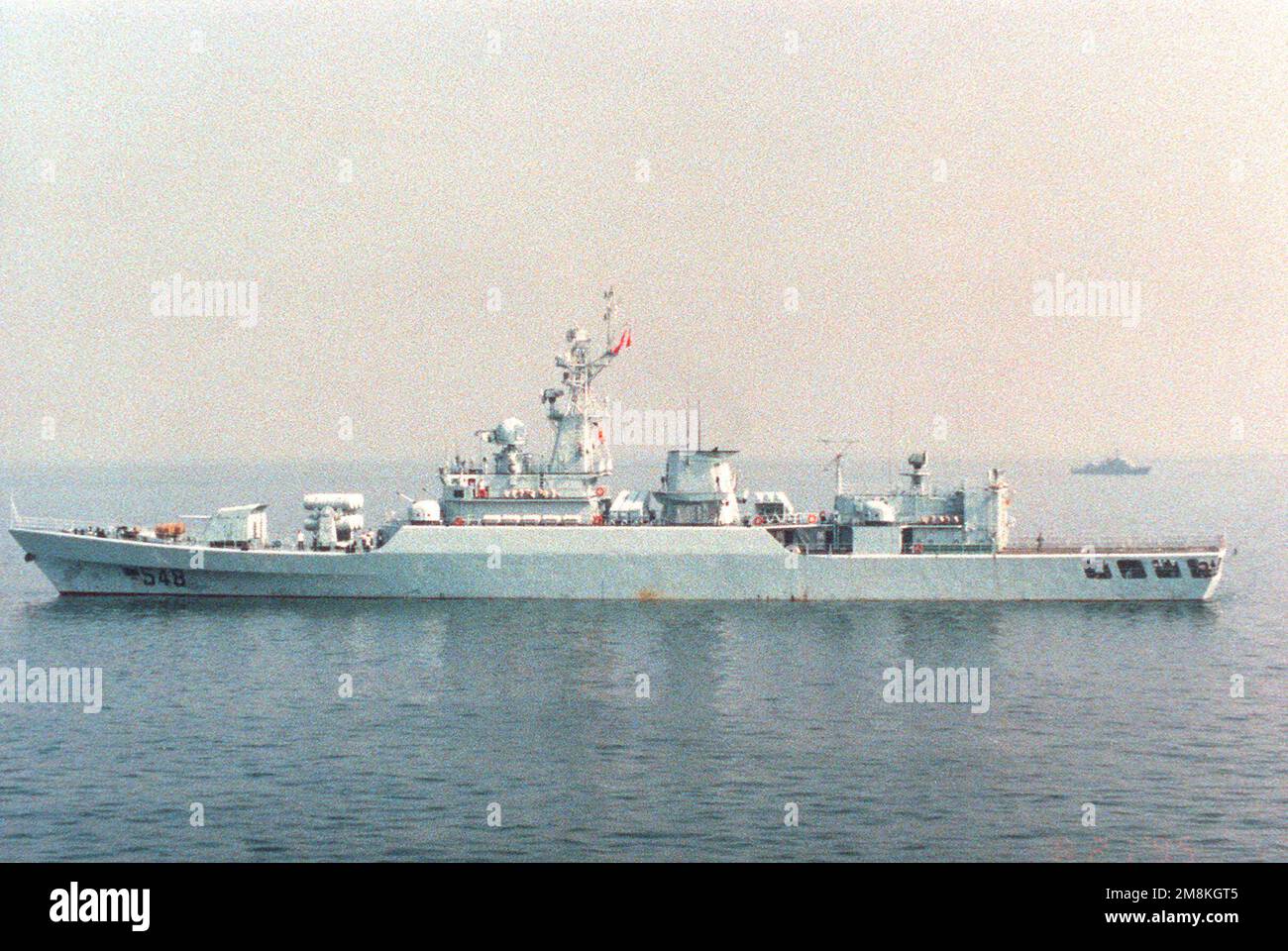 Port beam view of the Chinese Navy Jiangwei class guided missile ...
