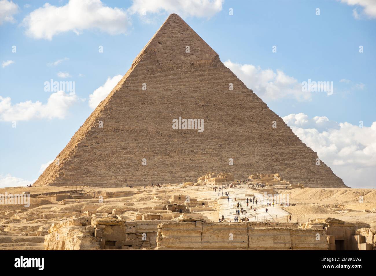 Awesome pyramid of Khafre or of Chephren in Giza in front of blue sky ...