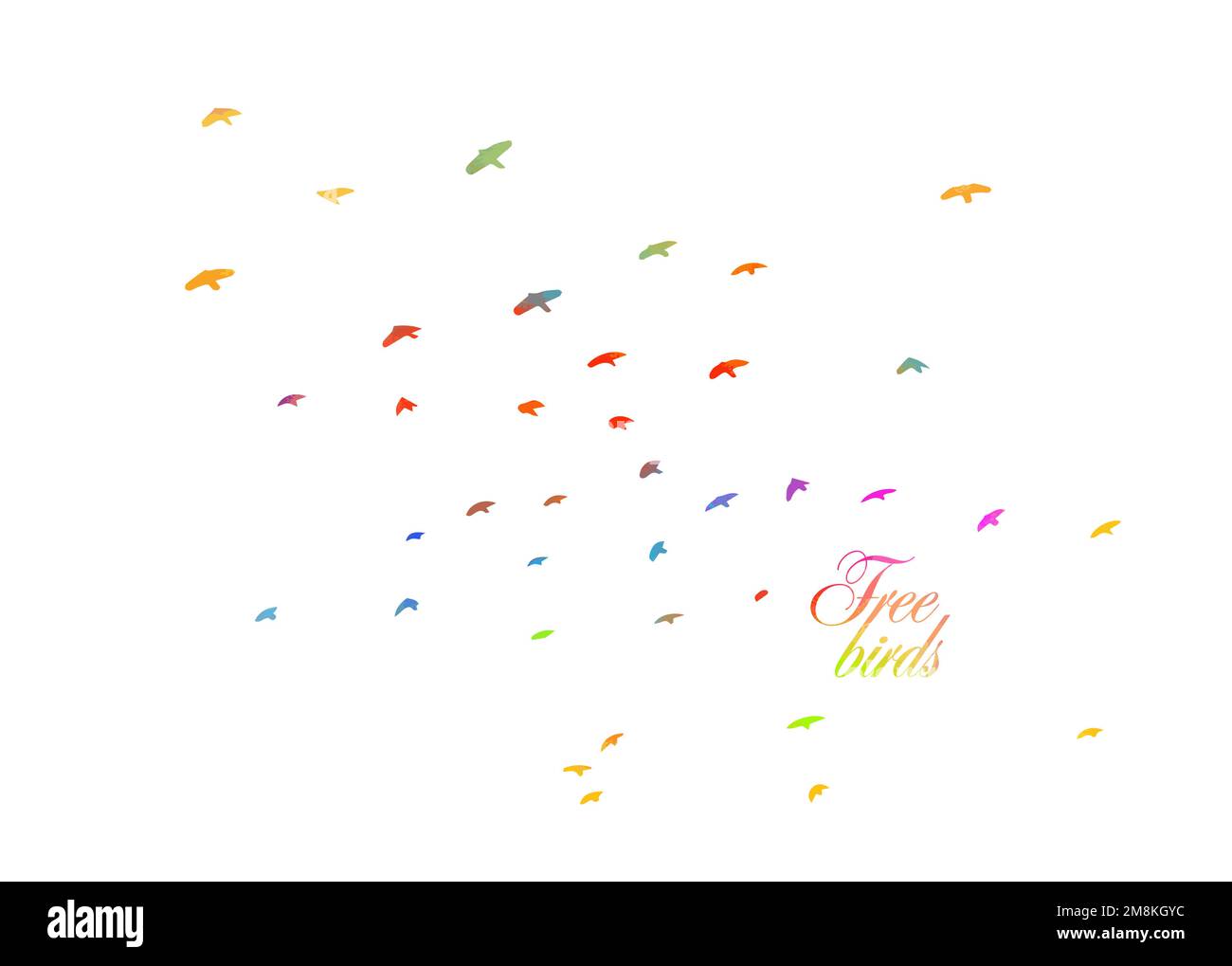 Abstract colored flying birds. Mixed media. Vector illustration Stock ...