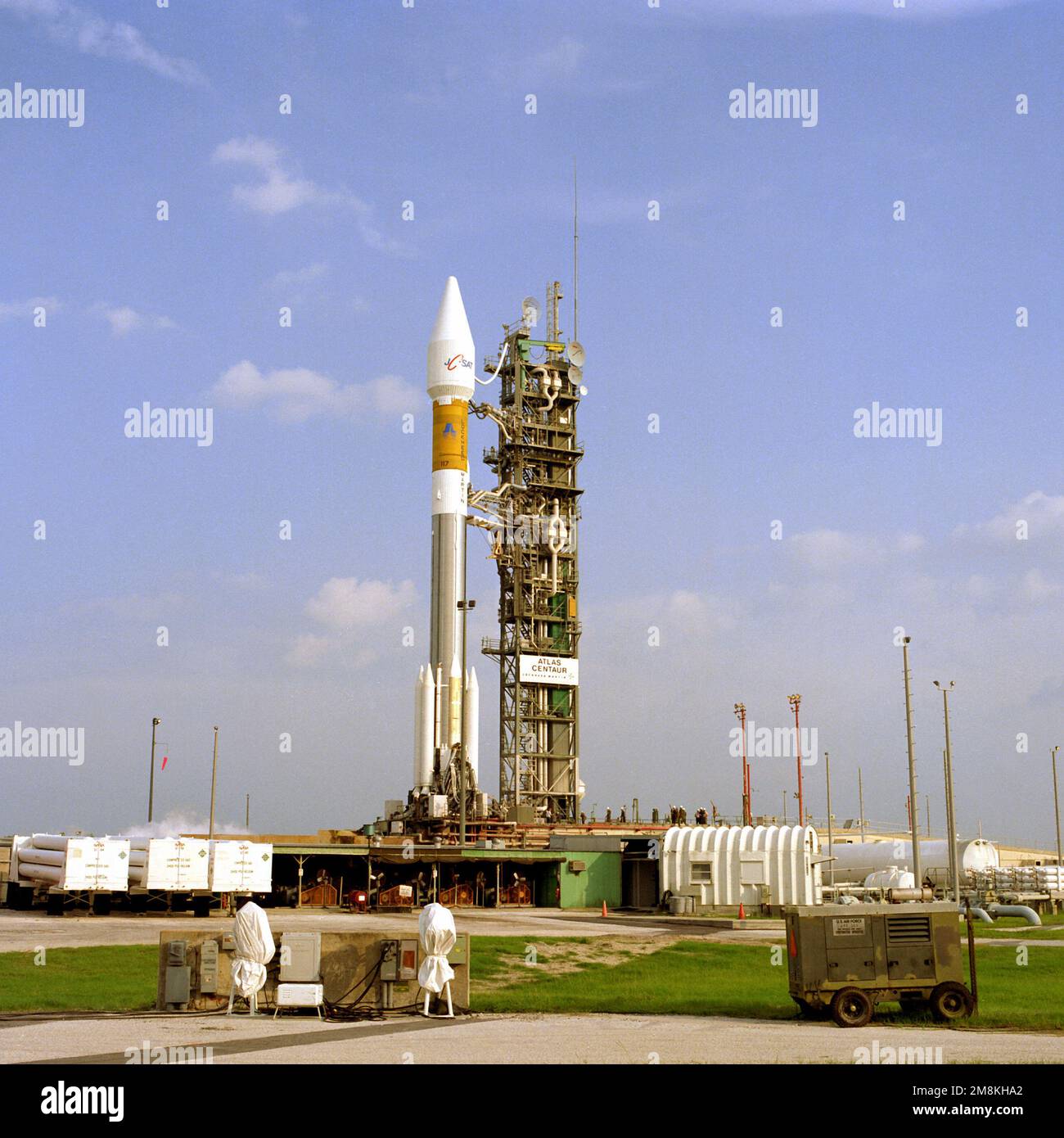 A Lockheed Martin Corp. ATLAS IIAS/AC-117 sits poised on Launch Complex ...