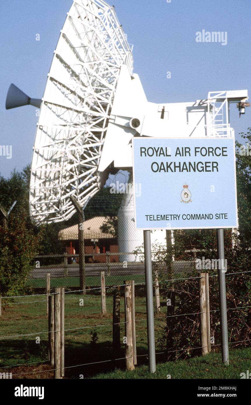 Entrance of RAF Oakhanger with telemetry radar receiver, Telemetry ...