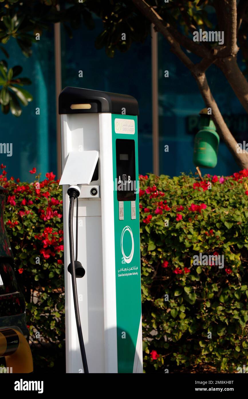 Dubai, United Arab Emirates - January 10, 2023 electric car charging ...