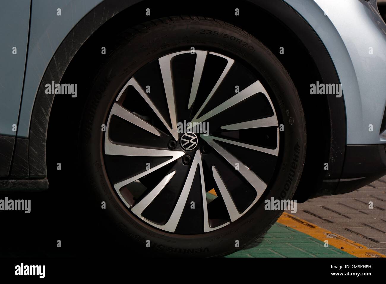 Dubai, United Arab Emirates - January 10, 2023 car wheel metal alloy ...