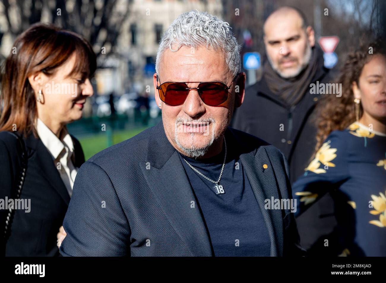 Milan, Italy. 14th Jan, 2023. Roberto Baggio is seen at Armani show ...