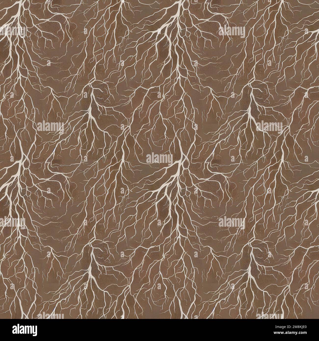 Seamless illustration. light plant roots against brown Background Stock ...