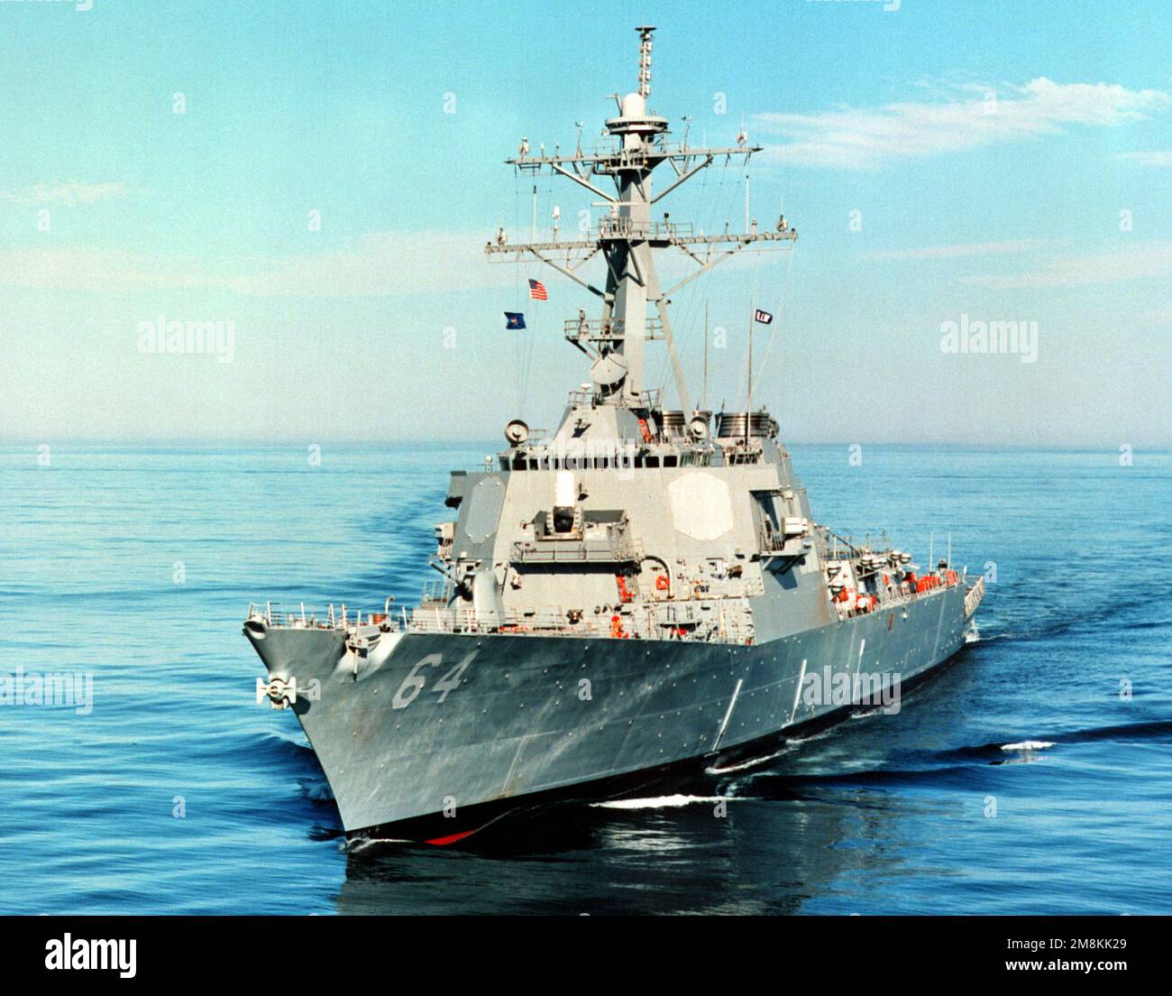 A port bow view of the guided missile destroyer USS CARNEY (DDG-64 ...
