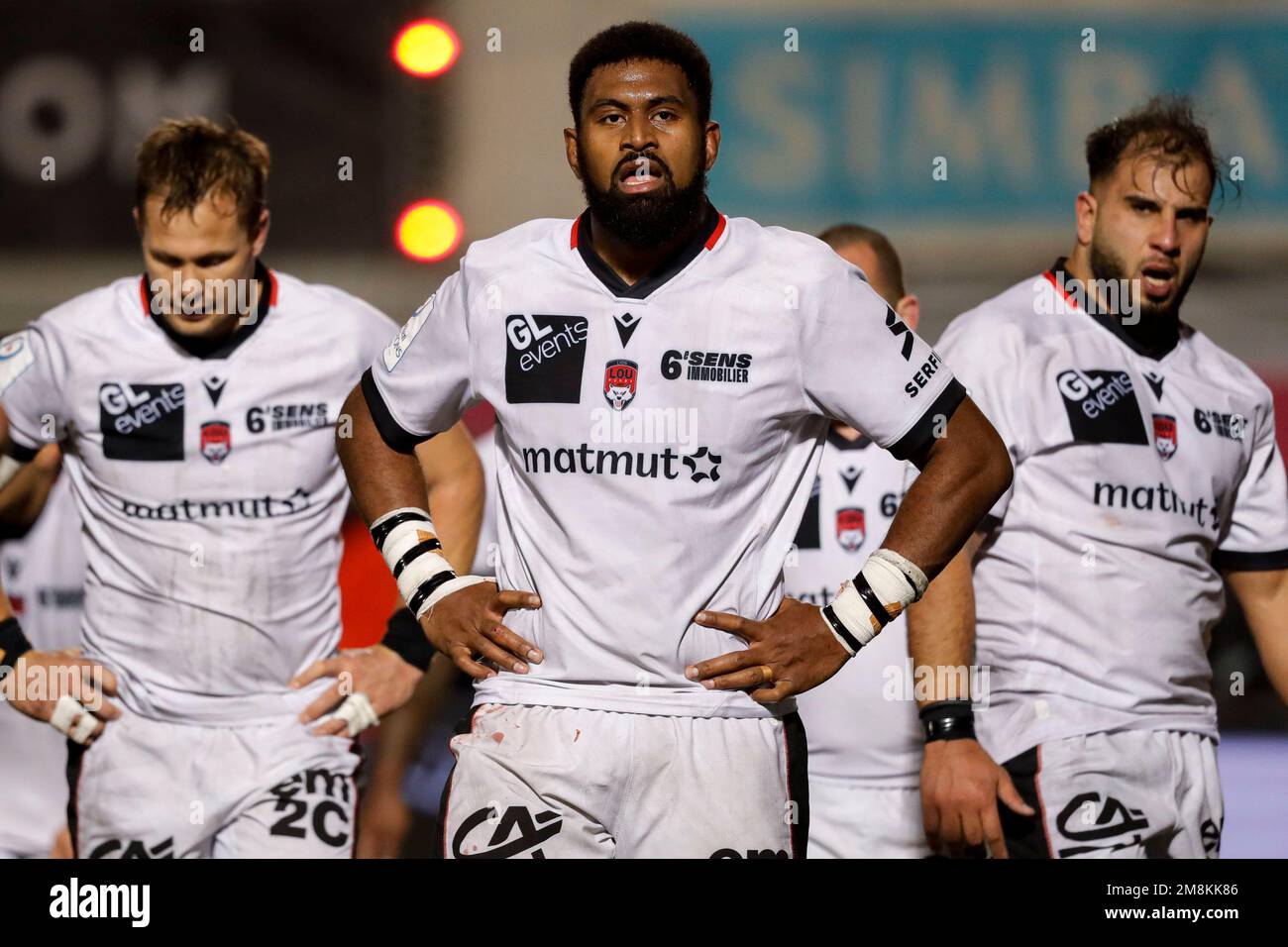 Lyon's Temo Mayanavanua appears dejected after conceding a try during ...