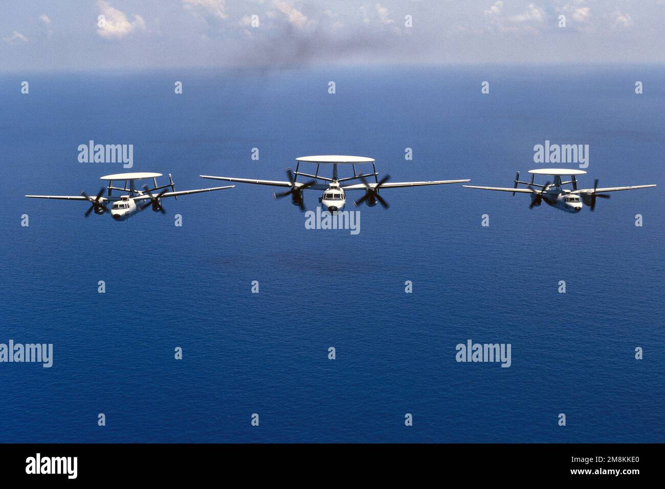 Aerial view of three E-2C Hawkeye aircraft of Carrier Airborne Early ...