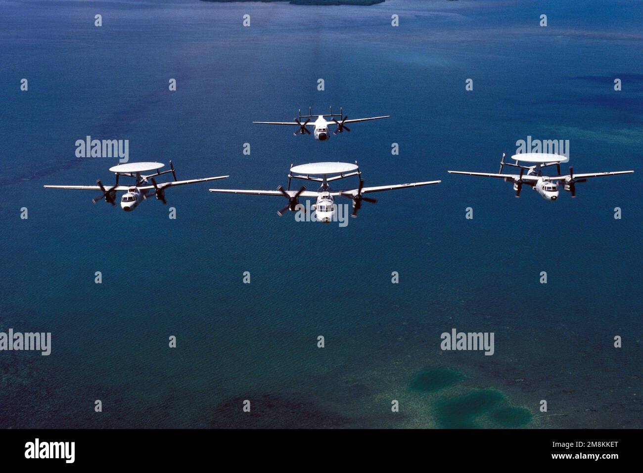Aerial view of three E-2C Hawkeye aircraft of Carrier Airborne Early ...