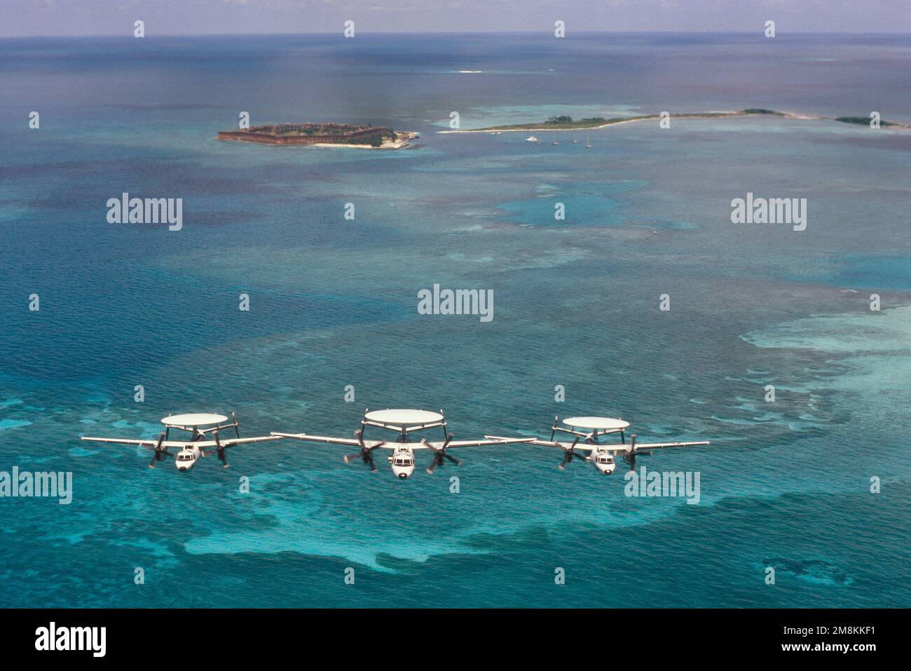 Aerial view of three E-2C Hawkeye aircraft of Carrier Airborne Early ...