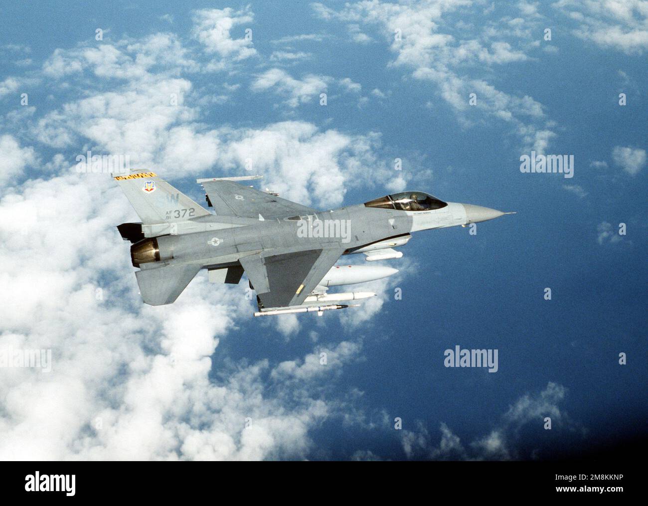 An F-16 Falcon fighter, Tail number 372, assigned to the 79th Fighter ...