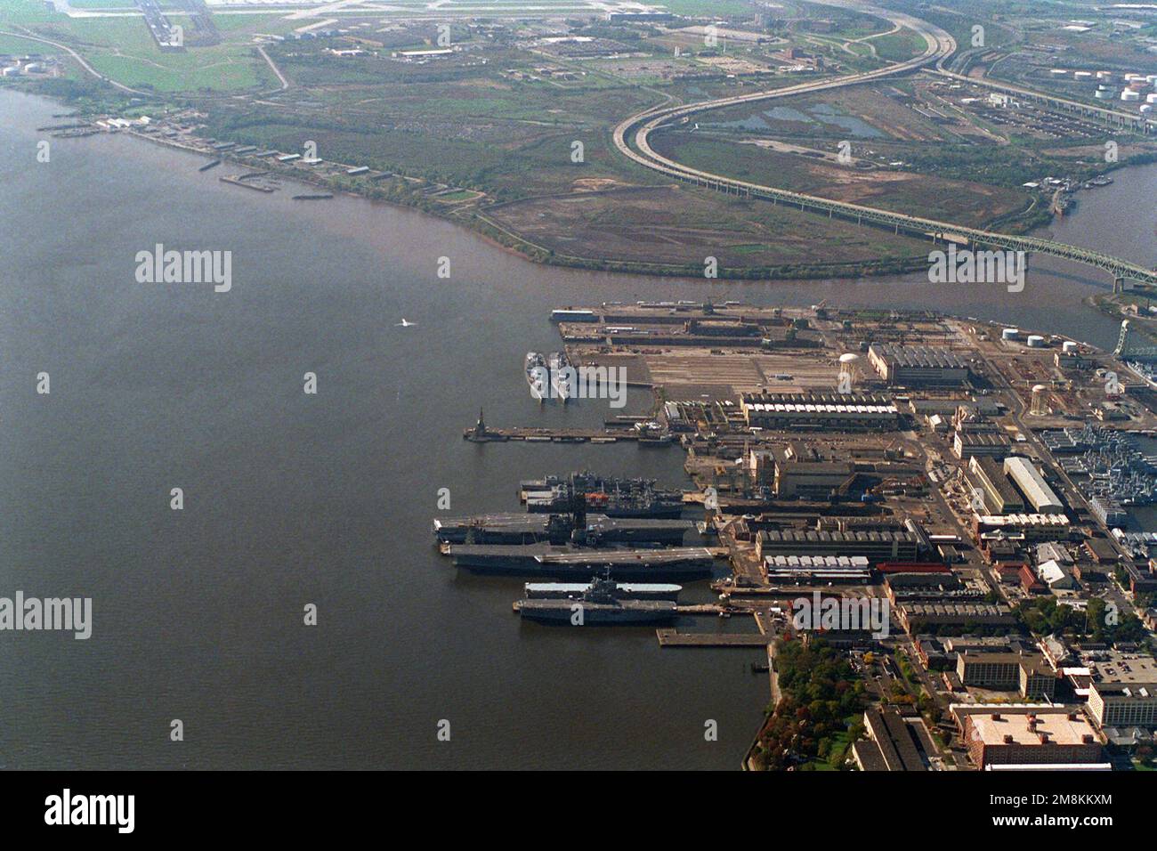 An aerial view of the Philadelphia Naval Shipyard looking west. The ...