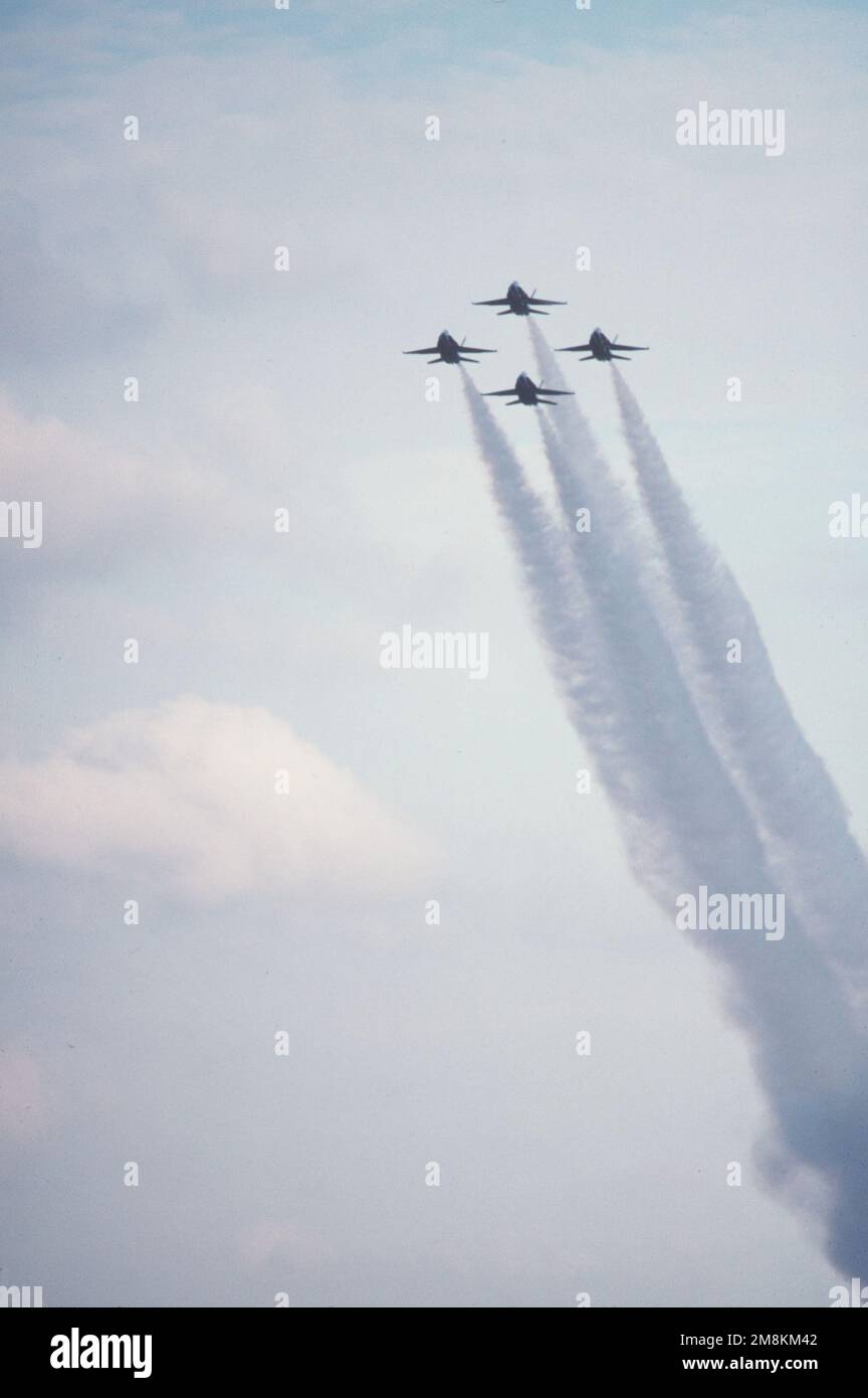 Four F/A-18 Hornet aircraft of the Navy's Blue Angels Flight ...
