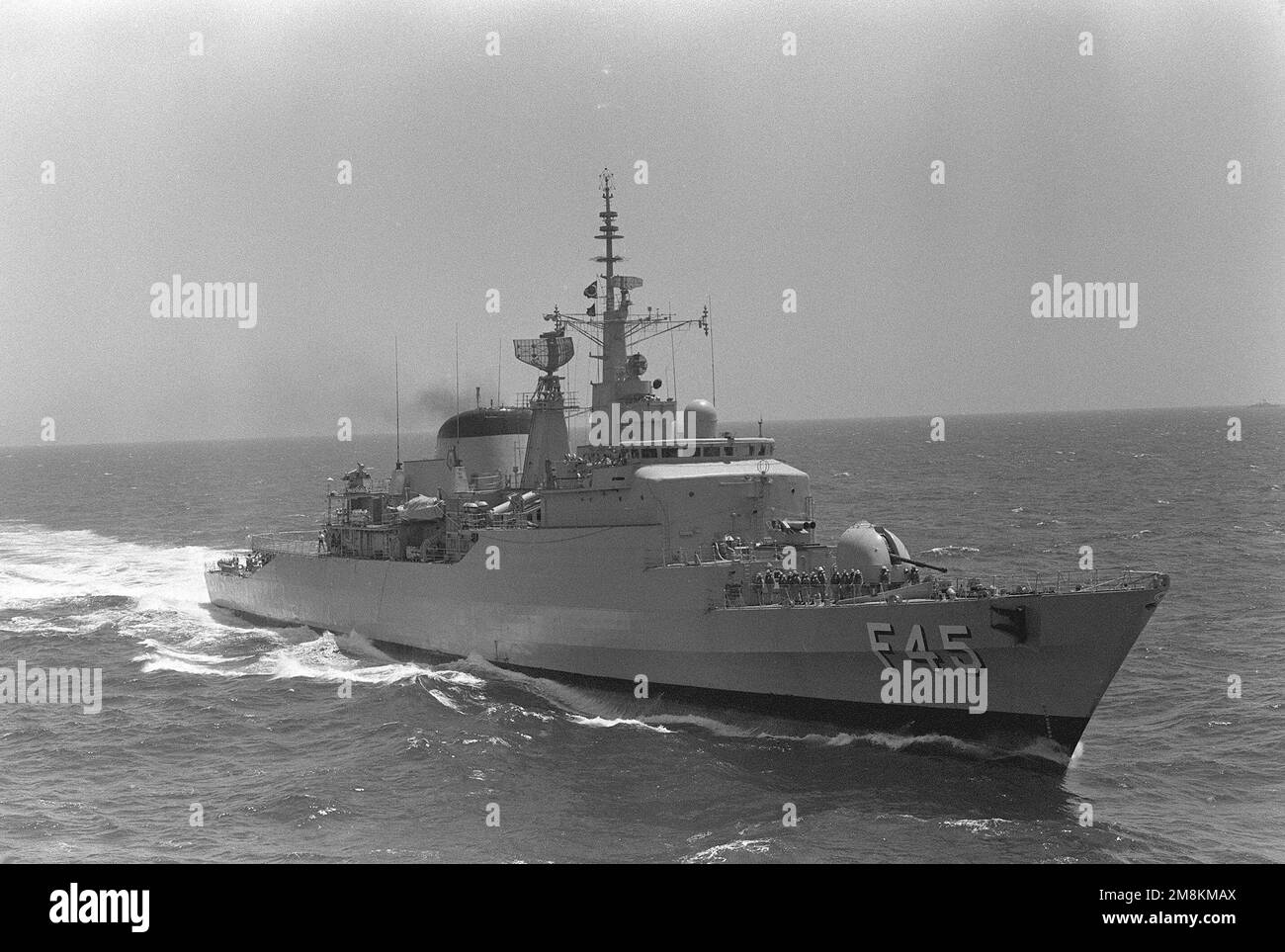 Starboard bow view of the Brazilian Navy Niteroi class frigate Uniao (F ...