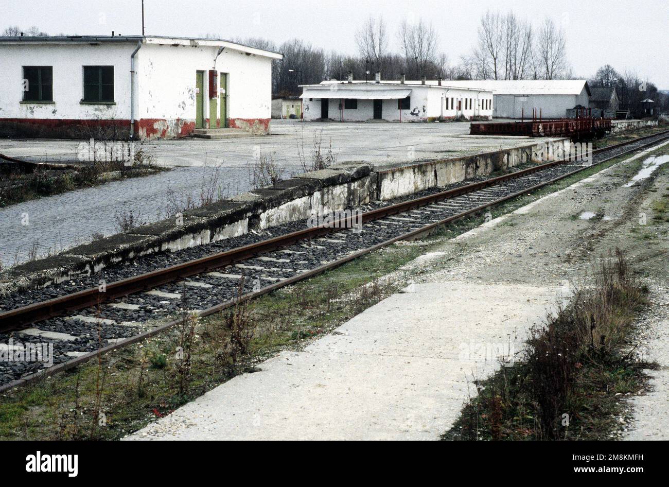 A base rail head with loading and storage areas. Ramps in front and ...