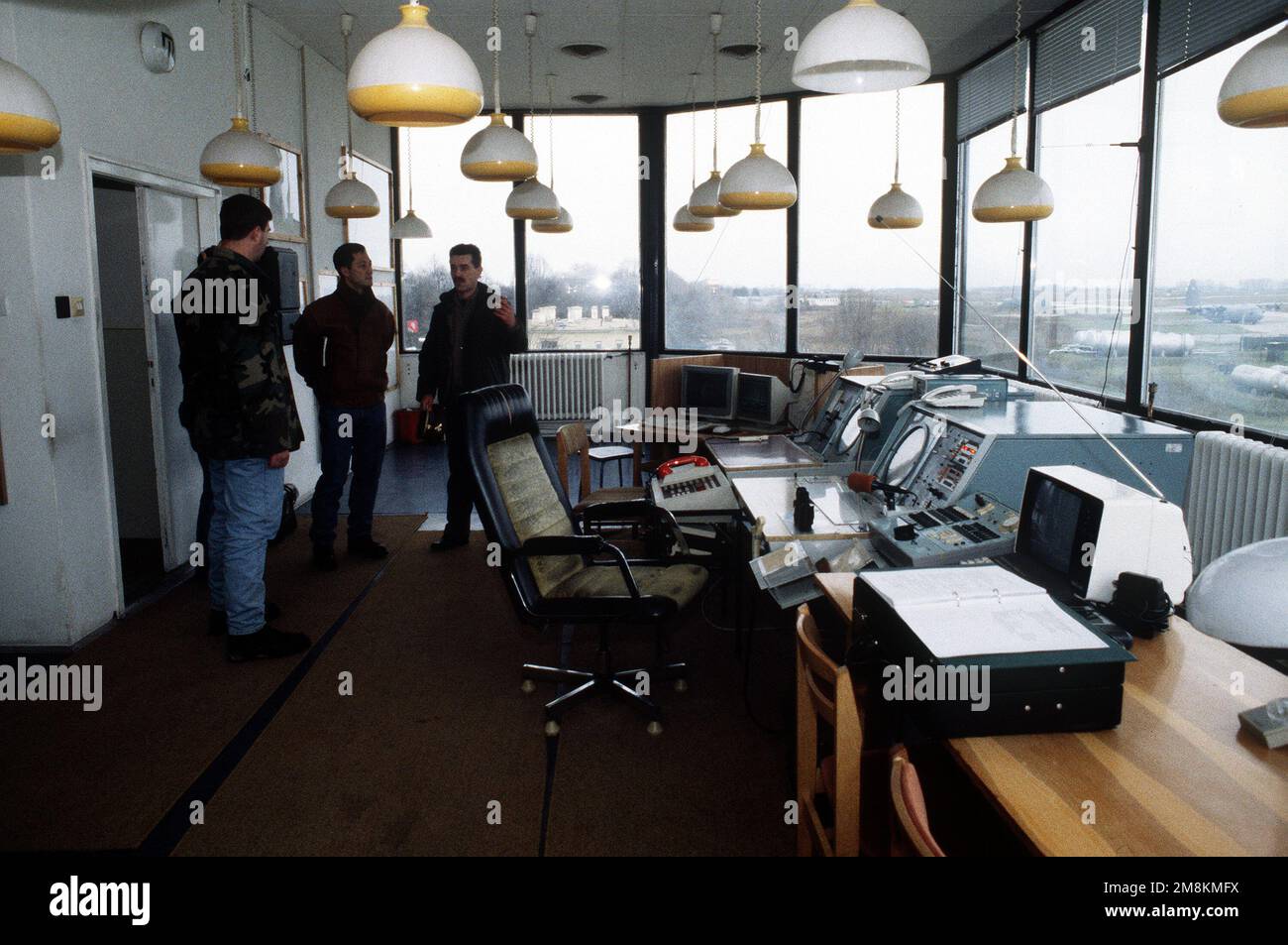 Inside the air traffic control tower at Taszar. U.S. Air Force and Army ...