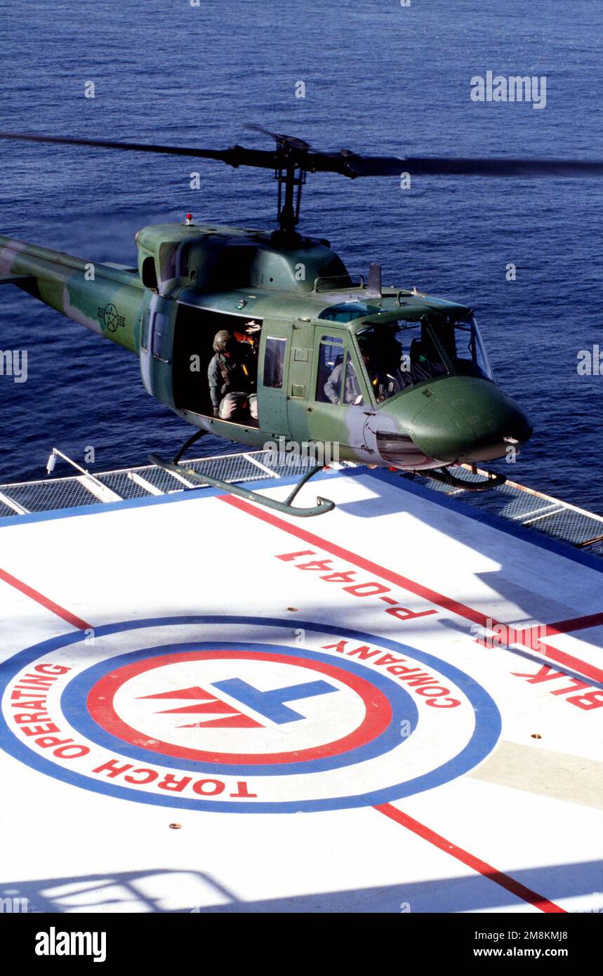 A UH-1 Iroquois helicopter from the 76th Rescue Flight, Vandenberg Air ...