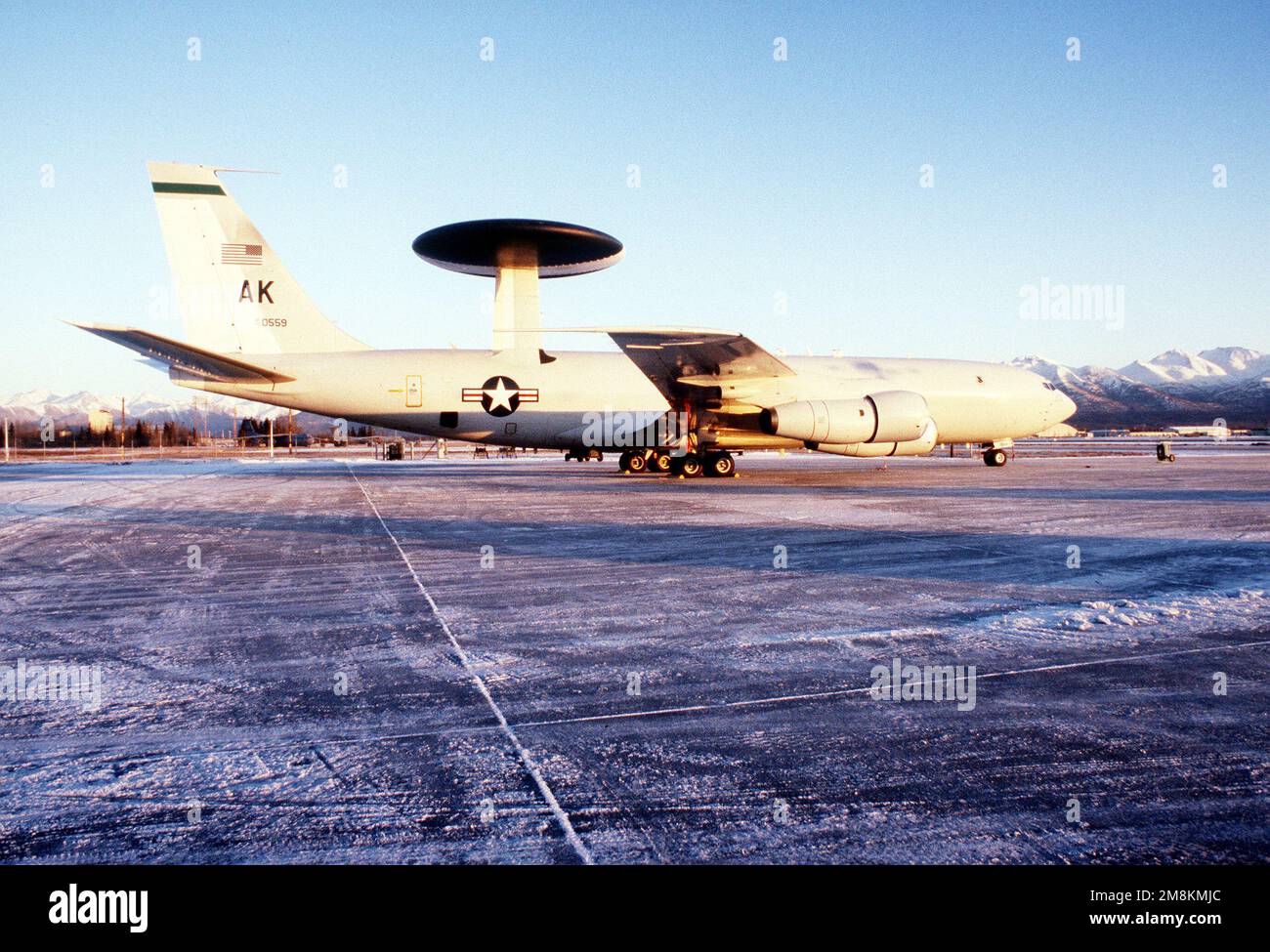 A right side view of an E-3 AWACS aircraft assigned to the 962nd ...