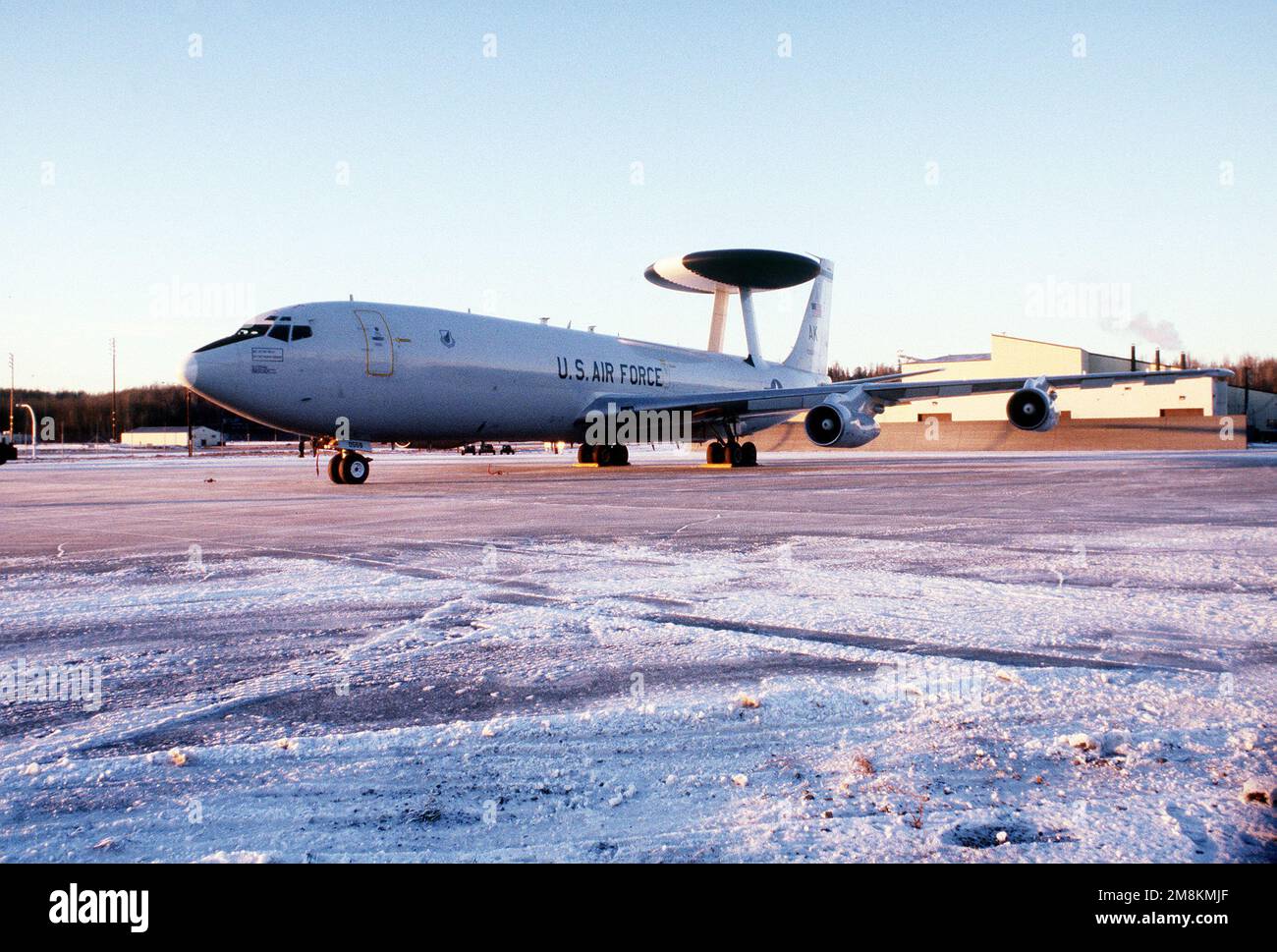 Left side view of an E-3 AWACS aircraft assigned to the 962nd Airborne ...