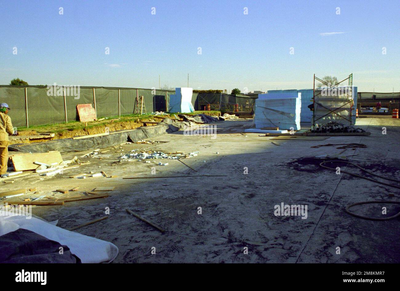 Renovation of the Pentagon building. Exterior construction site. Base ...