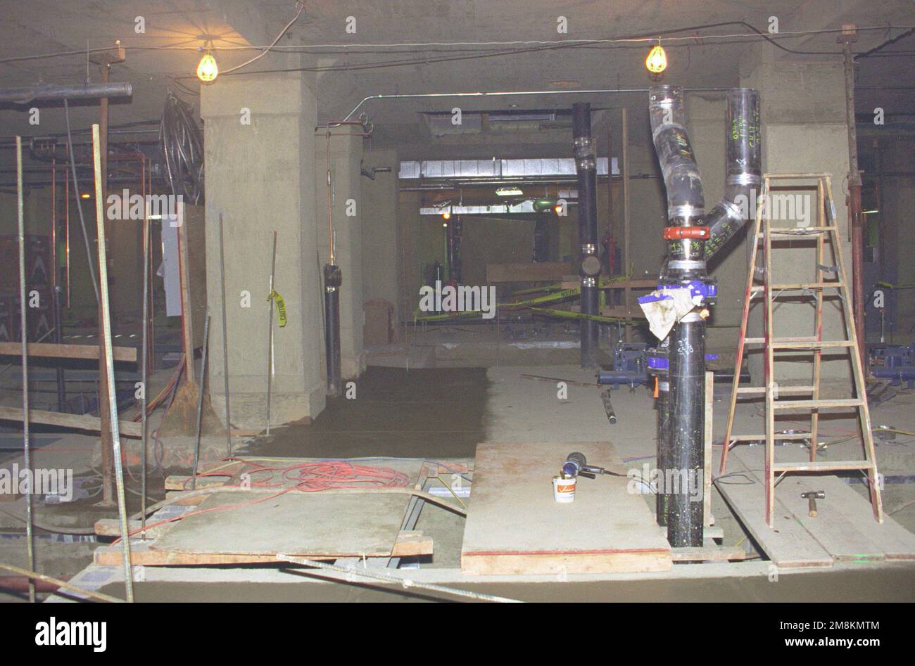 Renovation of the Pentagon building. Construction site. Basement floor ...