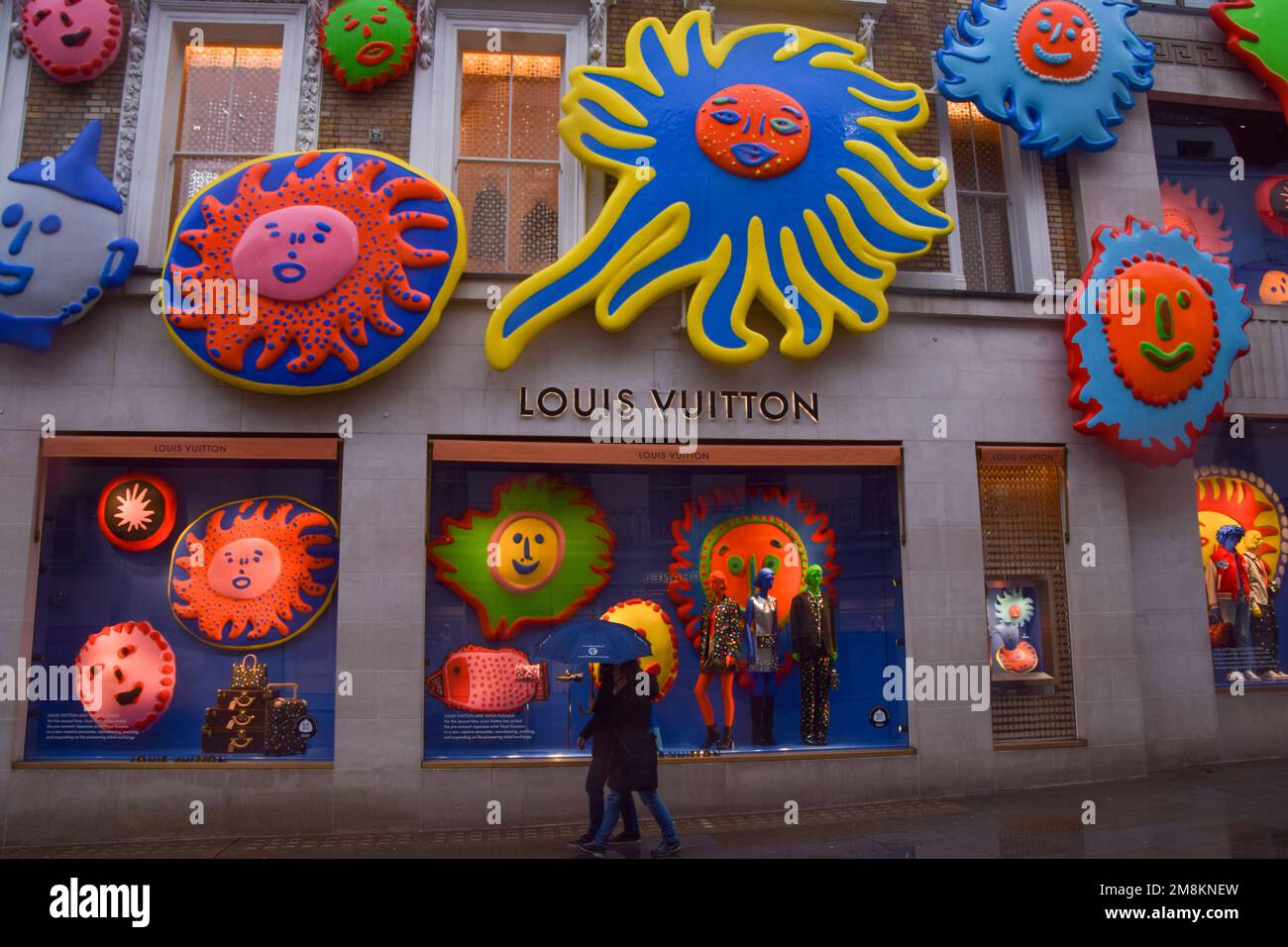 London, UK. 14th January 2023. Artwork by Yayoi Kusama decorates Louis ...