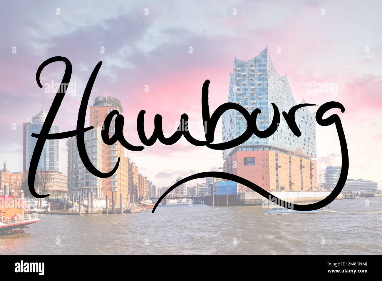 City name handwritten with a photo of the place in the background Stock ...