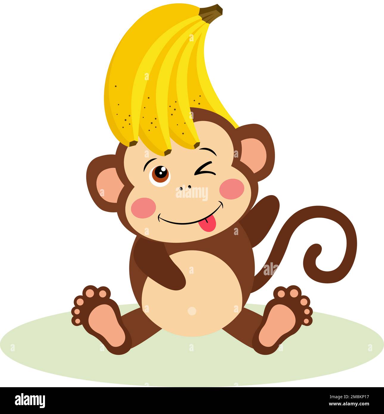 Cute Cartoon Monkeys With Bananas
