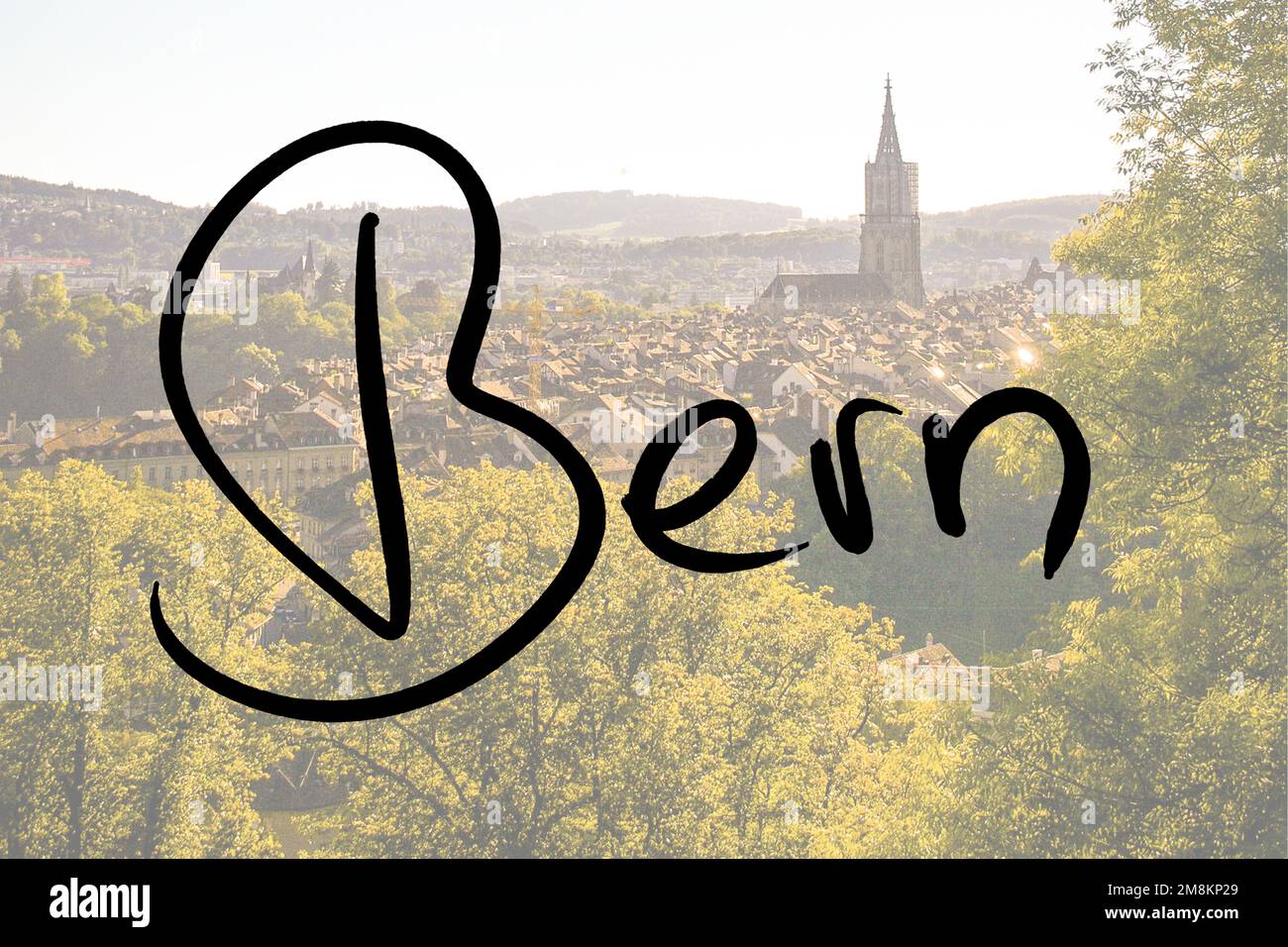 City name handwritten with a photo of the place in the background Stock ...