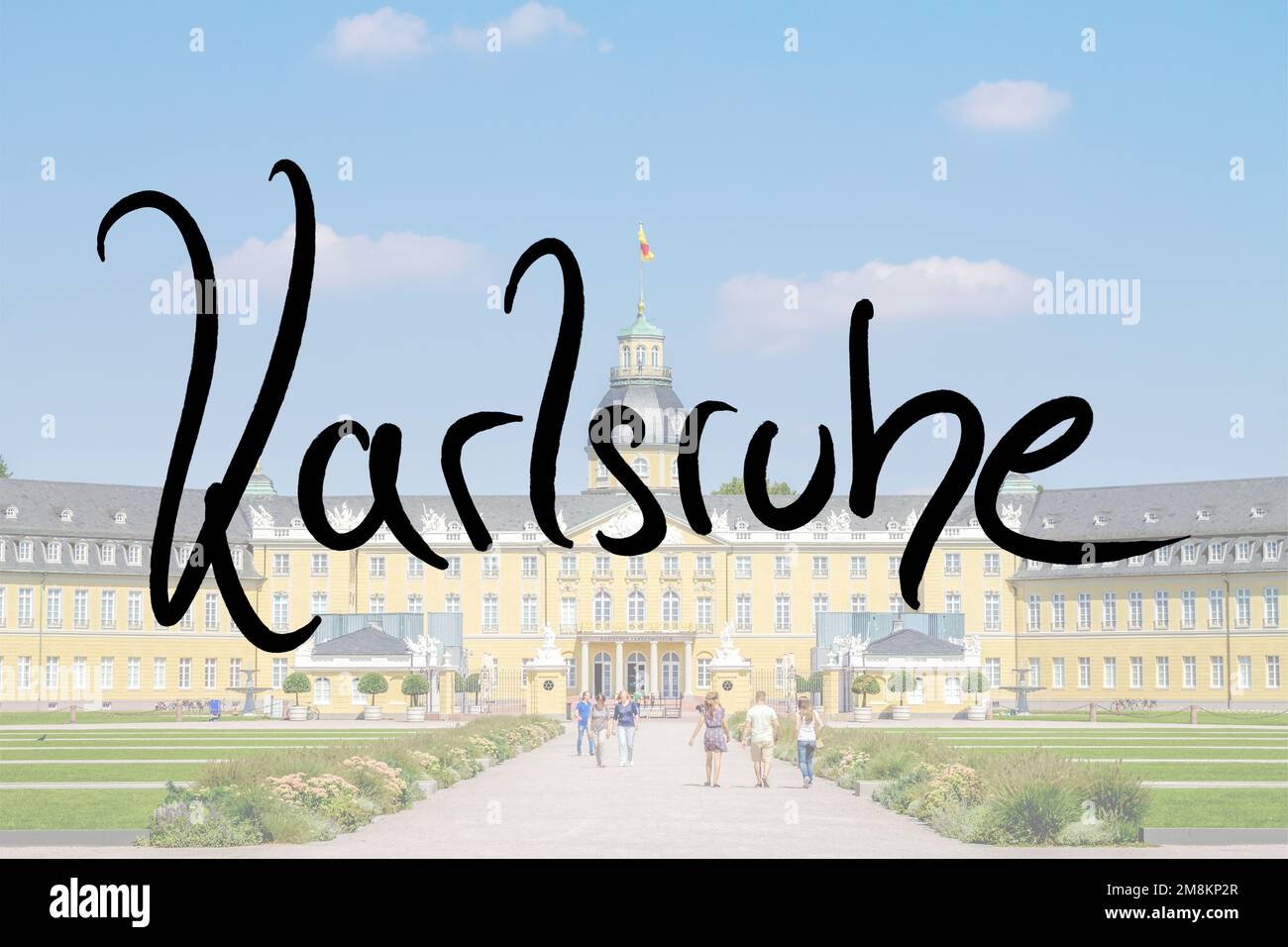 City name handwritten with a photo of the place in the background Stock ...