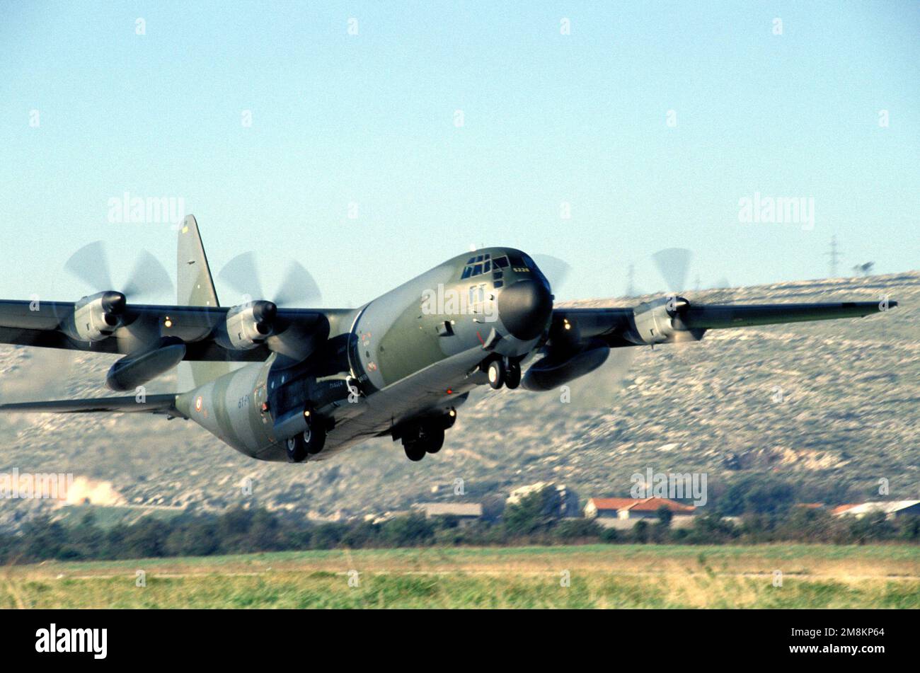 A Royal Air Force (RAF) C-130 takes off from Aerodrom Split. Subject ...