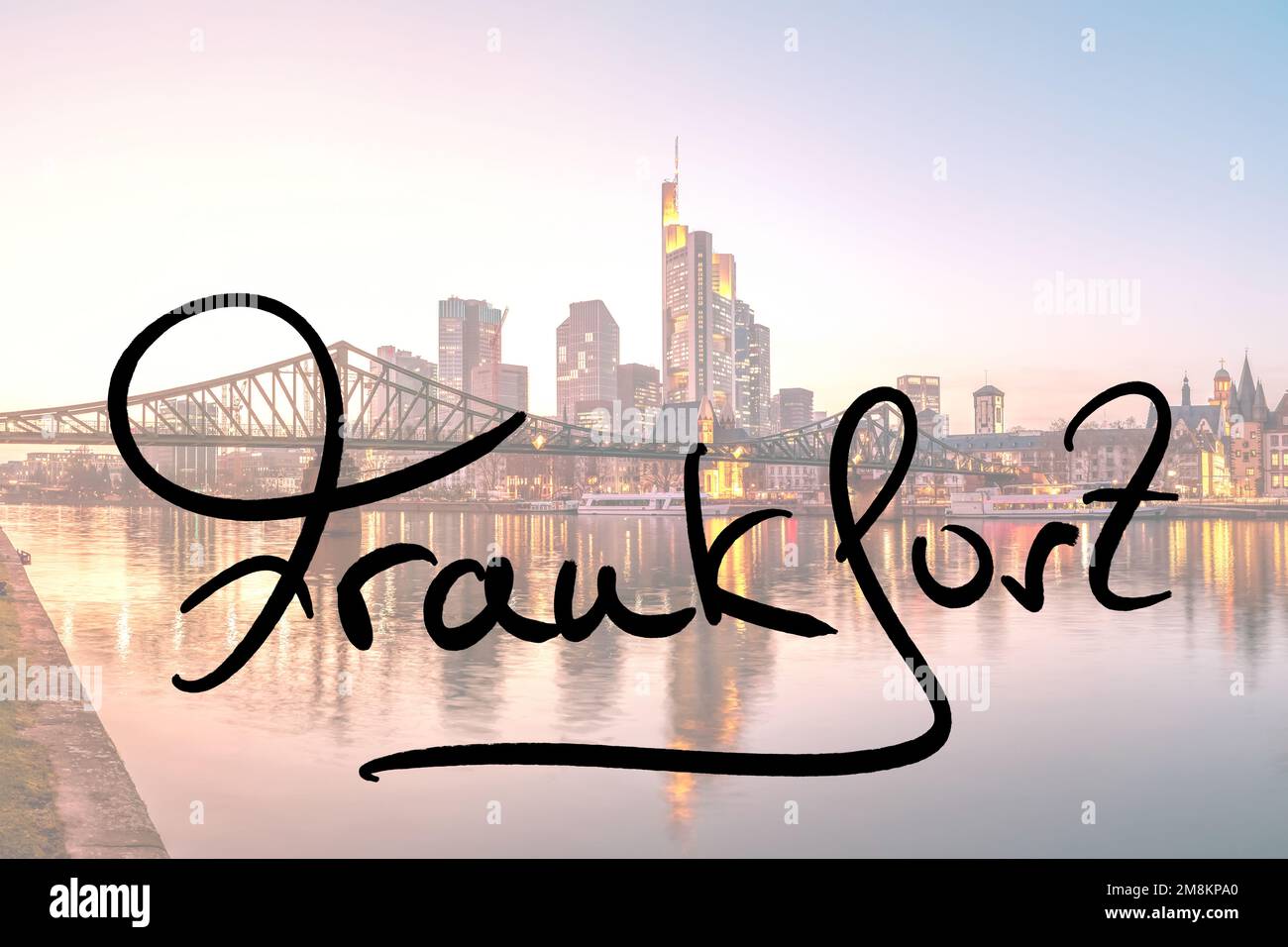 City name handwritten with a photo of the place in the background Stock ...