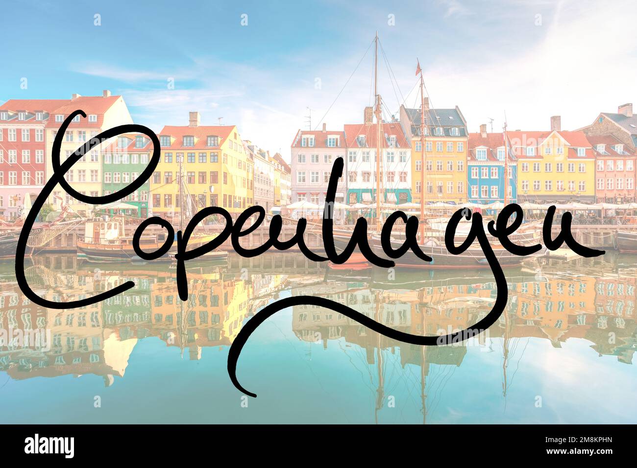 City name handwritten with a photo of the place in the background Stock ...