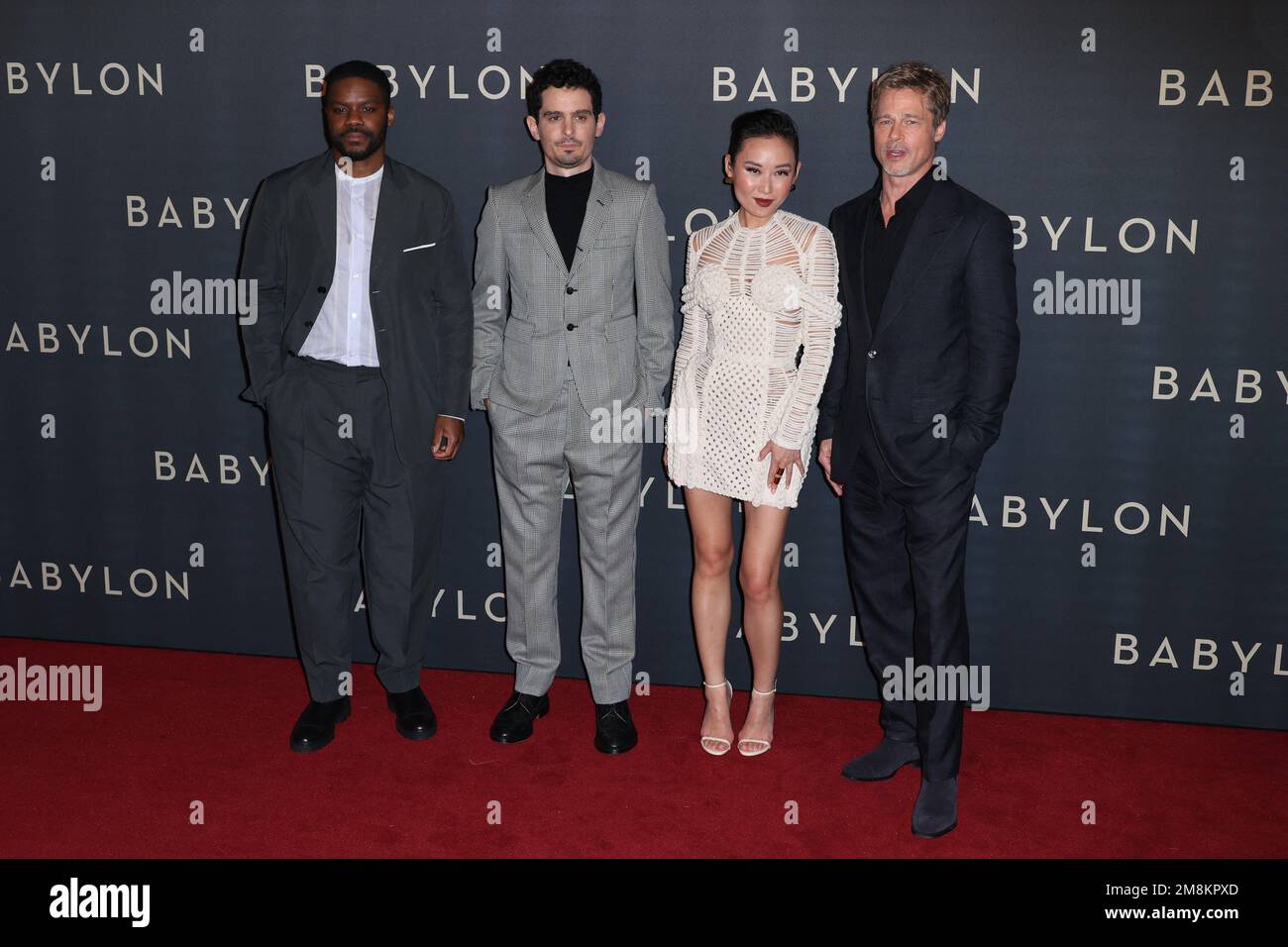 Paris, France. 14th Jan, 2023. Jovan Adepo, Damien Chazelle, Li Jun Li ...