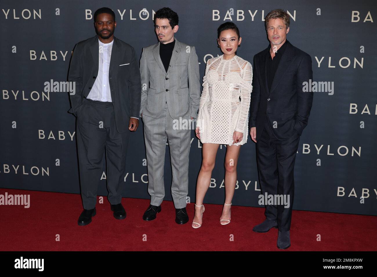 Paris, France. 14th Jan, 2023. Jovan Adepo, Damien Chazelle, Li Jun Li ...
