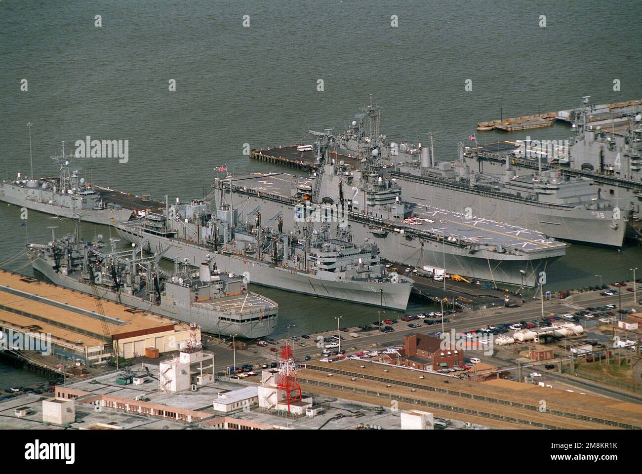Aerial view of piers 4, 5 and 6 at the Norfolk Naval Base. The ...