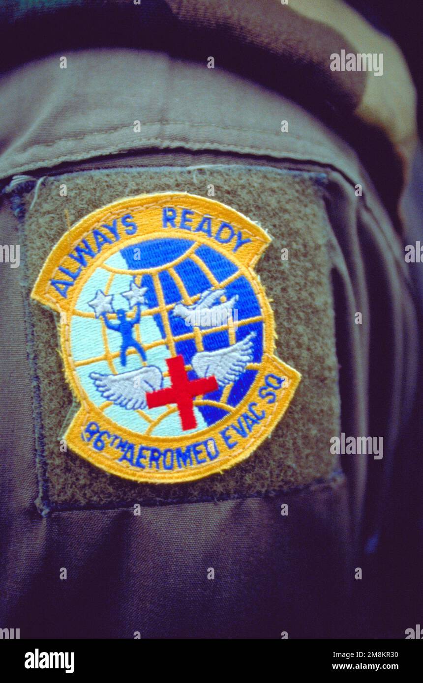 A close-up view of the unit patch worn by members of the 86th Aero ...