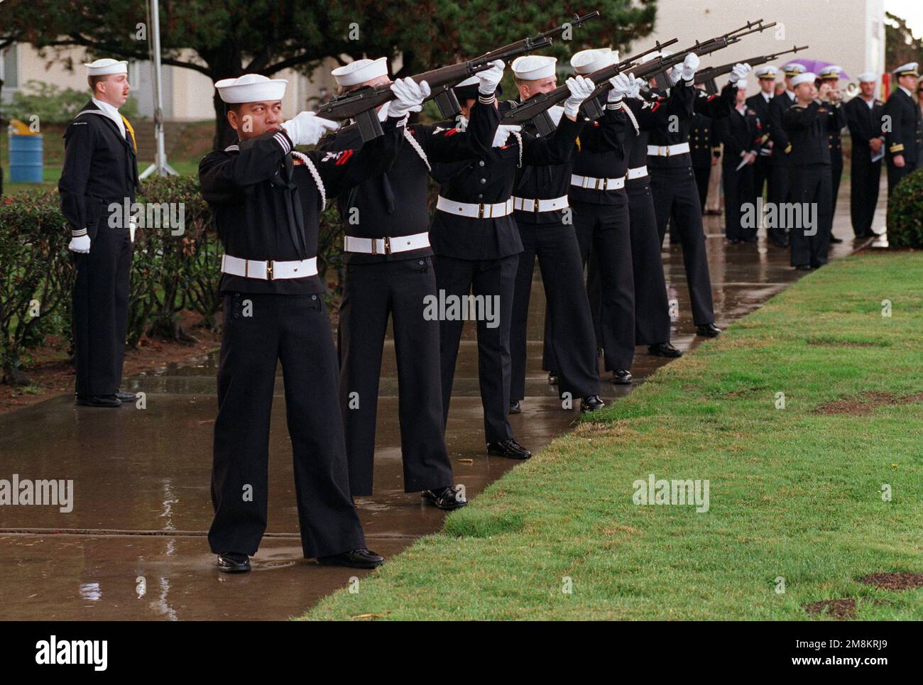 The Naval Air Station Miramar honor guard, equipped with M-14 .308 ...