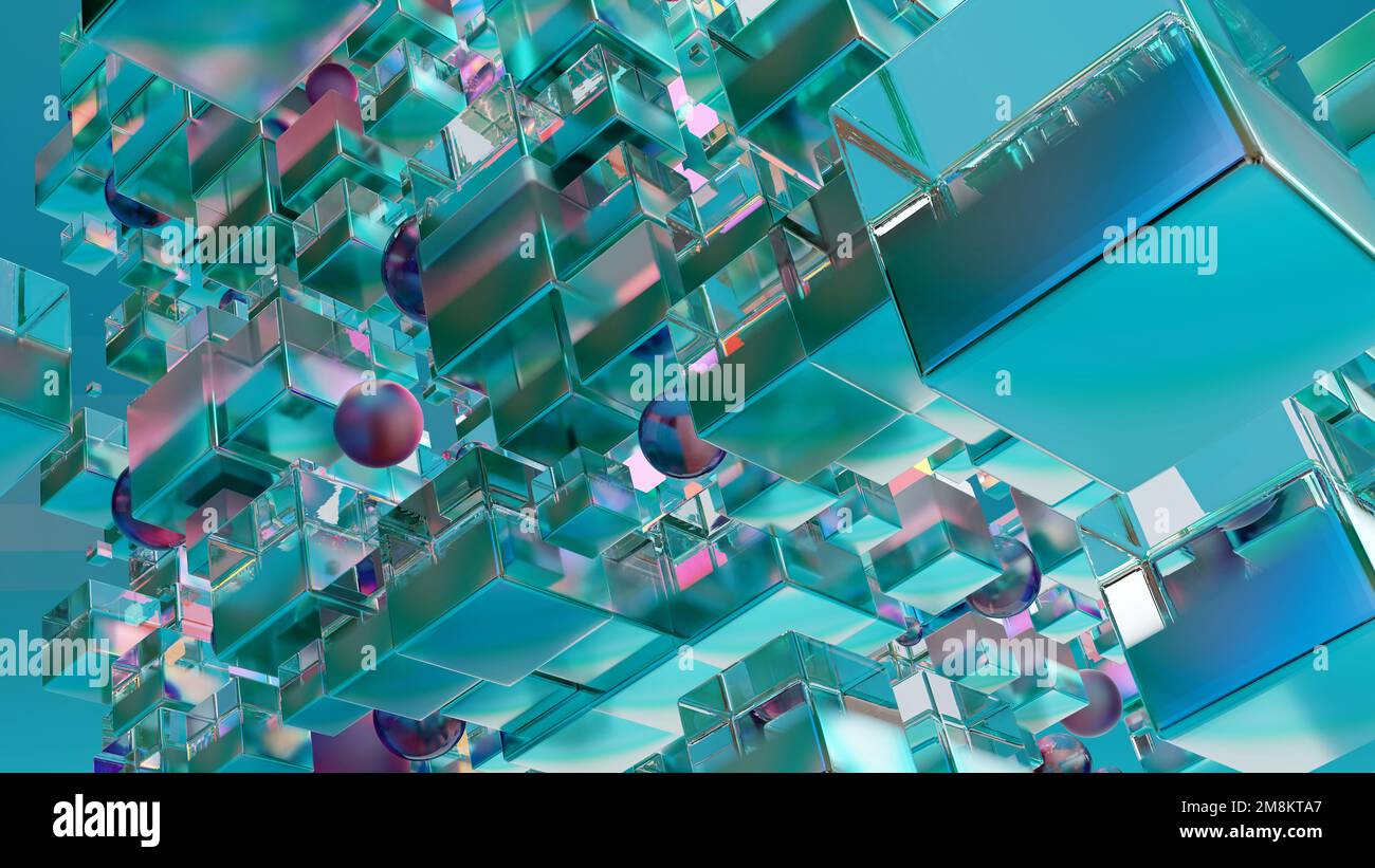 Sci fi technology background, Abstract cubic pattern, 3d solid geometry ...