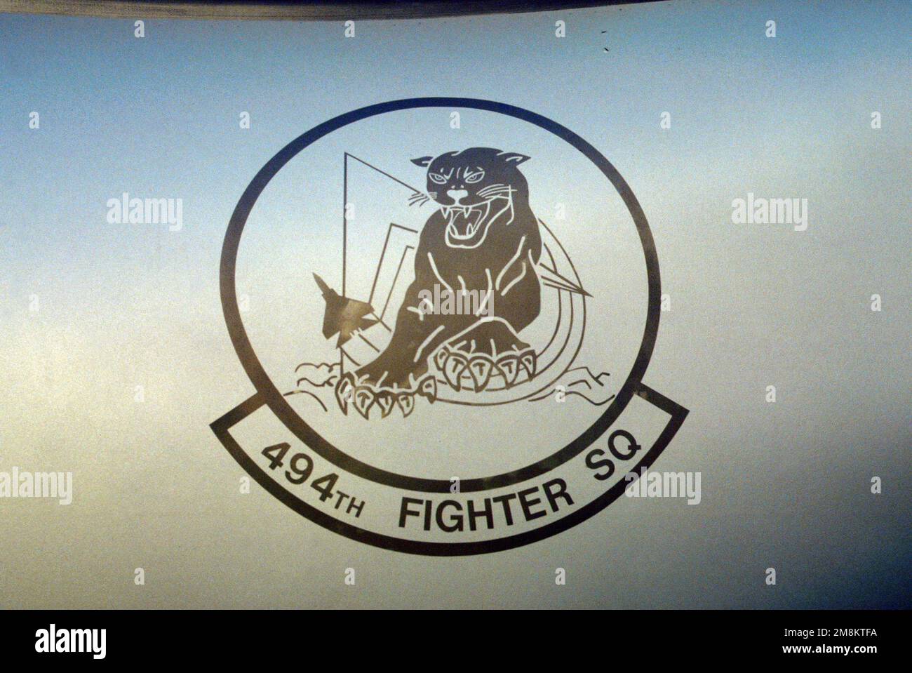 A 494th fighter Squadron, 48th Fighter Wing emblem on the fuselage of ...