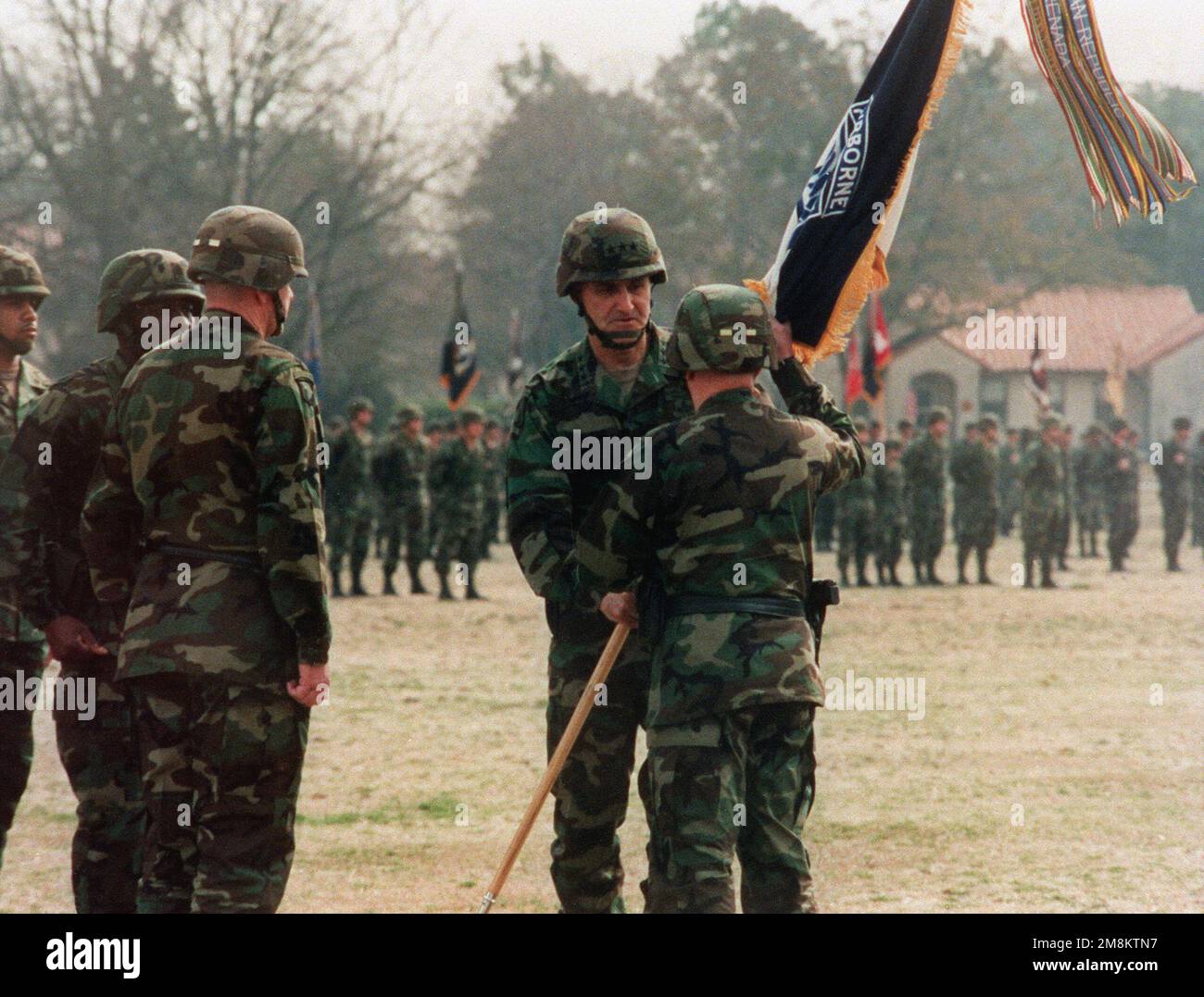 LT. GEN. Henry H. Shelton passes the guidon during the Change of ...