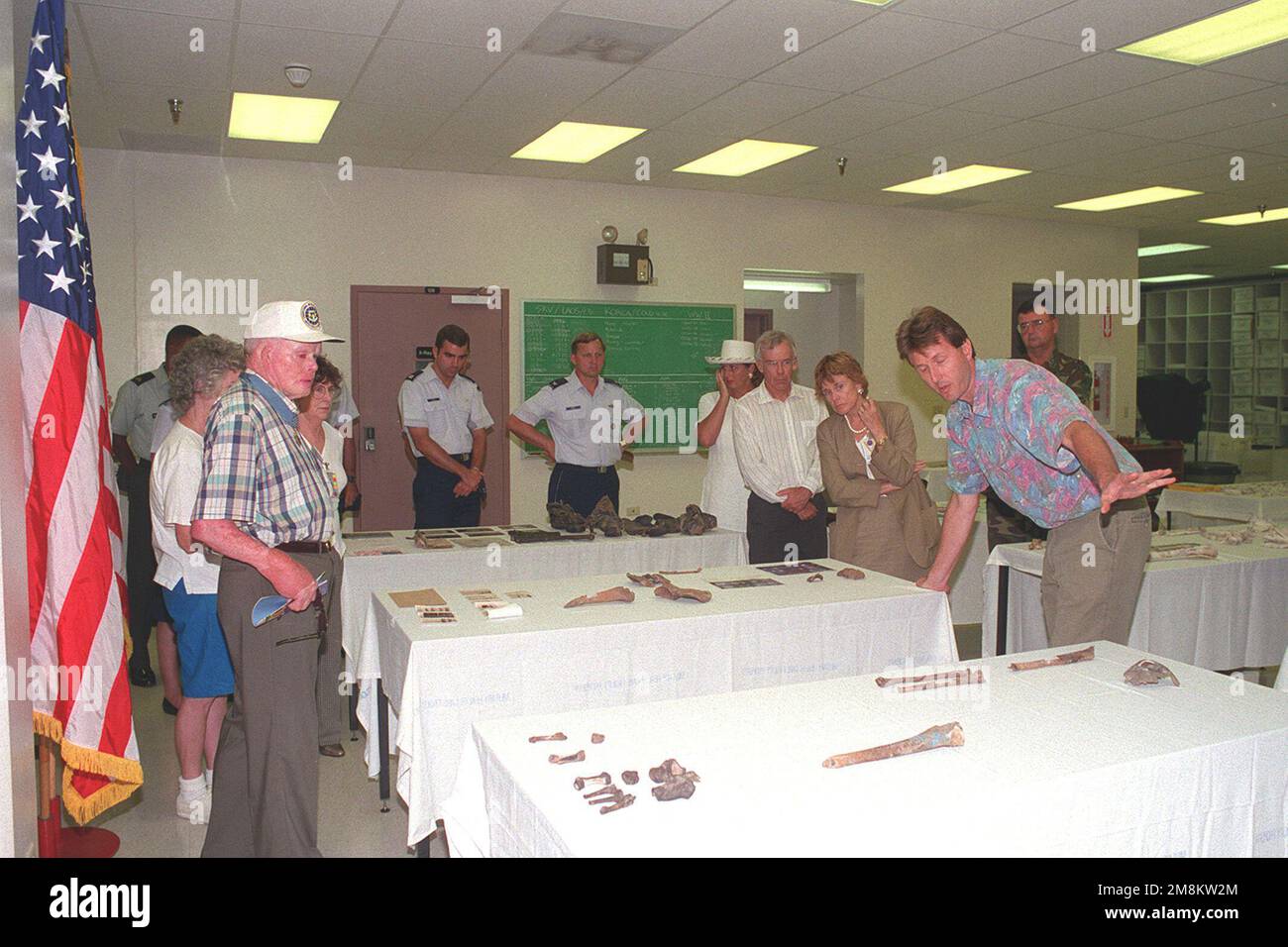 A display of a recent finding of bones by the Army Central ...