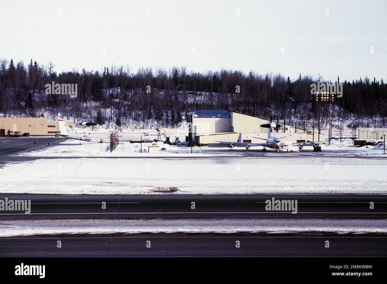 An E-3A Sentry Airborne Warning and Control system (AWACS) aircraft is ...