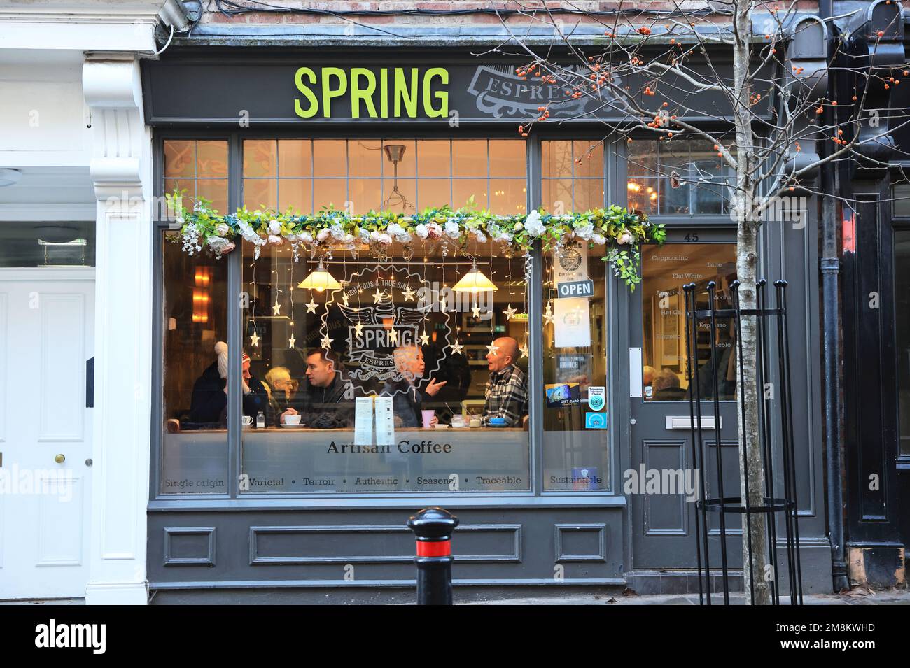 Spring artisan cafe on Fossgate, an ancient street in York, full of ...