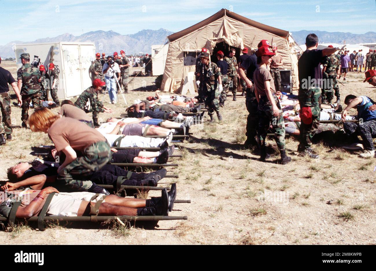 Triaged Victims Await Treatment During A Joint Dmafb And Tucson Disaster Response Exercise That