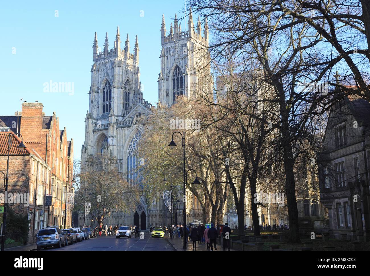 Outside beautiful Gothic York Minster at Christmas time in winter ...