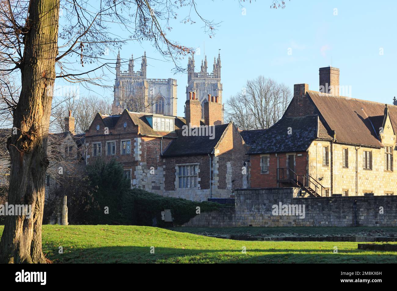 York Museum Gardens in winter sunshine, with the Minster beyond ...