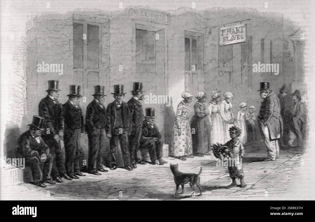 Slaves for Sale: A Scene in New Orleans. Shows formally dressed men ...