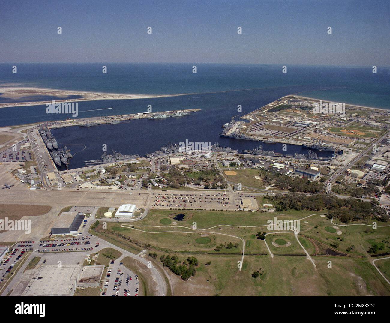 High oblique aerial view of Naval Station Mayport, Florida during ...